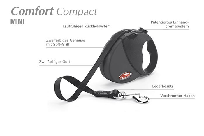 Flexi Comfort Compact Mini XS smycz automatyczna taśma 3m do 12kg ...